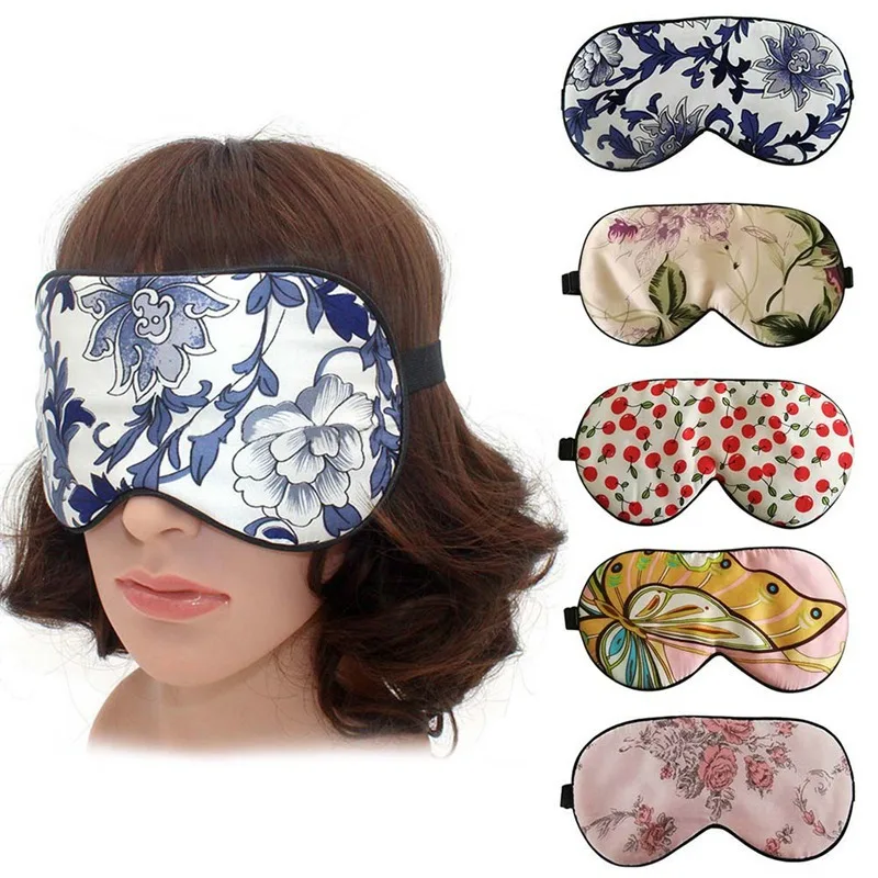 1pc Fashion Silk Soft Sleep Eye Mask Floral Print Sleeping Travel ...