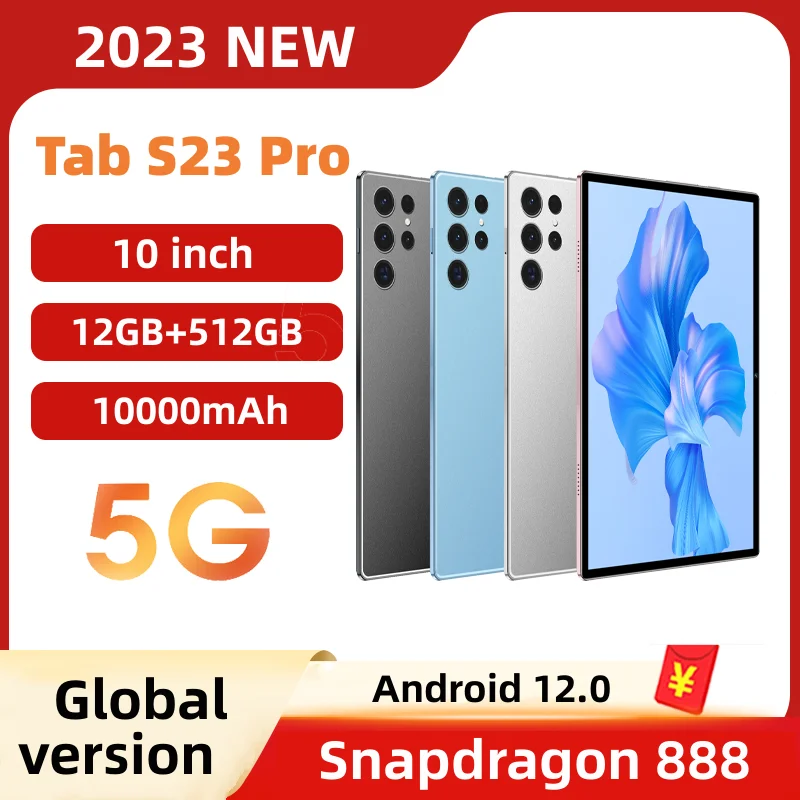 Tablette Tab S23 Pro, Snapdragon 888, Android 13, Écran Wqhd +, 10 ...