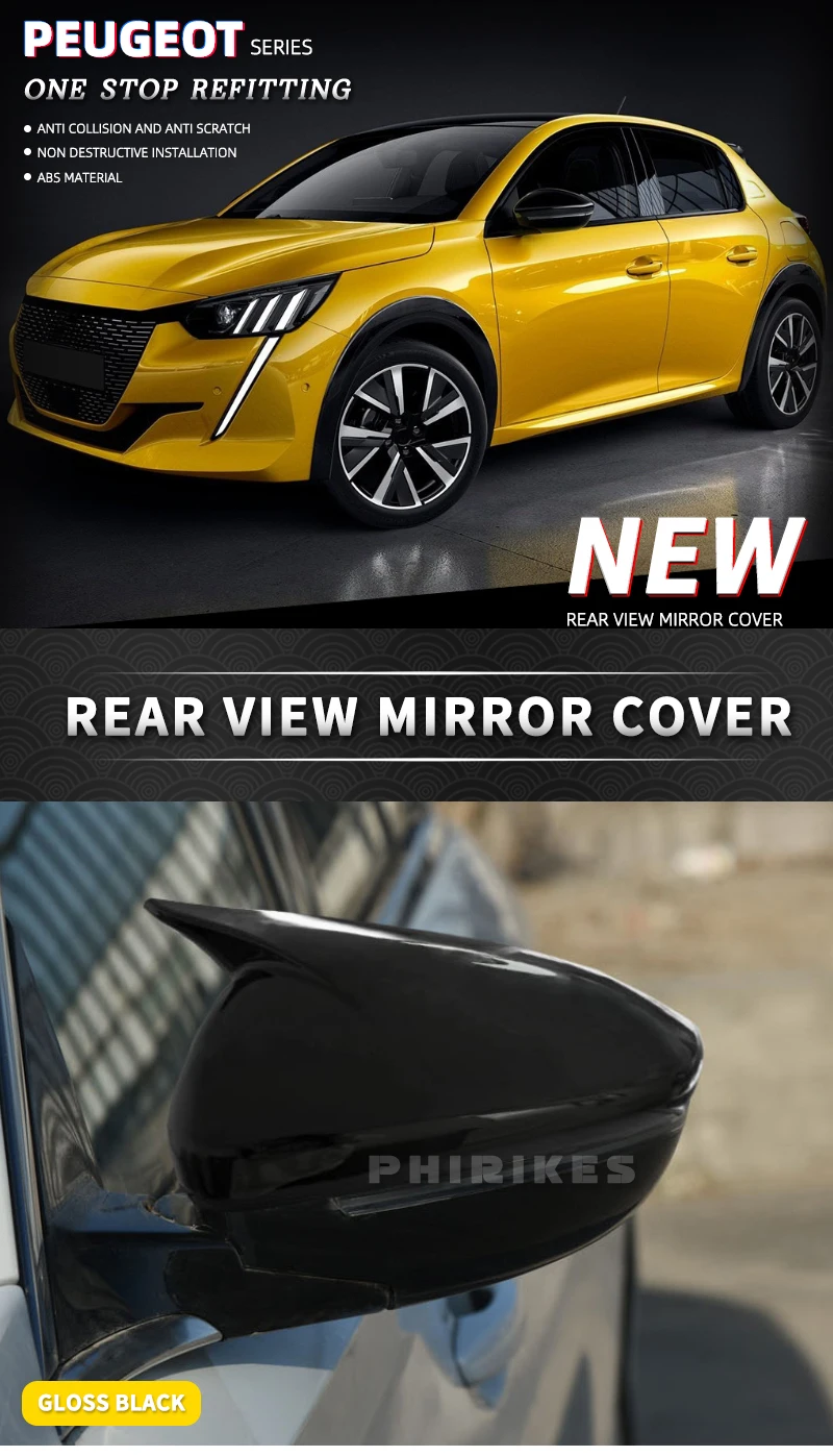 Choice Bright Black For Peugeot 208 308 408 508 307 308 2008 4008 5008 2013-2023 Door Side Wing ...