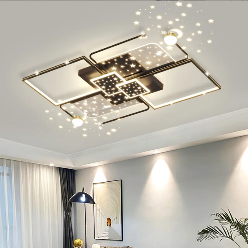 Modern Living Room Intelligent Chandelier Light Luxury Starry LED ...