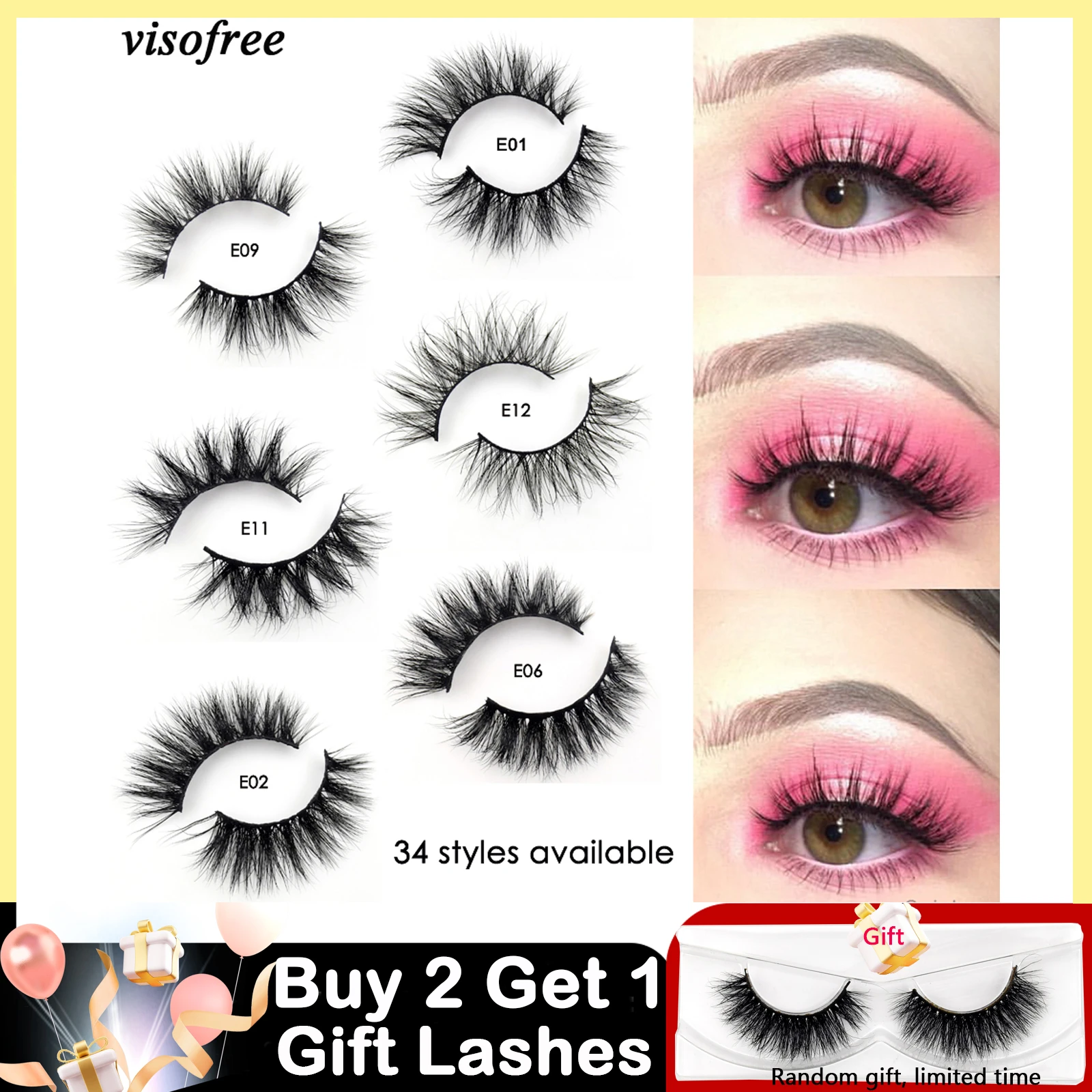Visofree Mink Lashes 3D Mink Eyelashes 100% Cruelty free Lashes ...