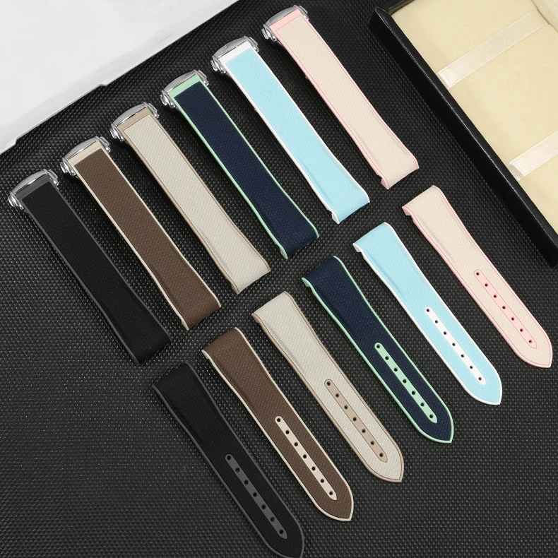 Curved-End-Silicone-Strap-Folding-Buckle-Men-Women-Soft-Waterproof ...