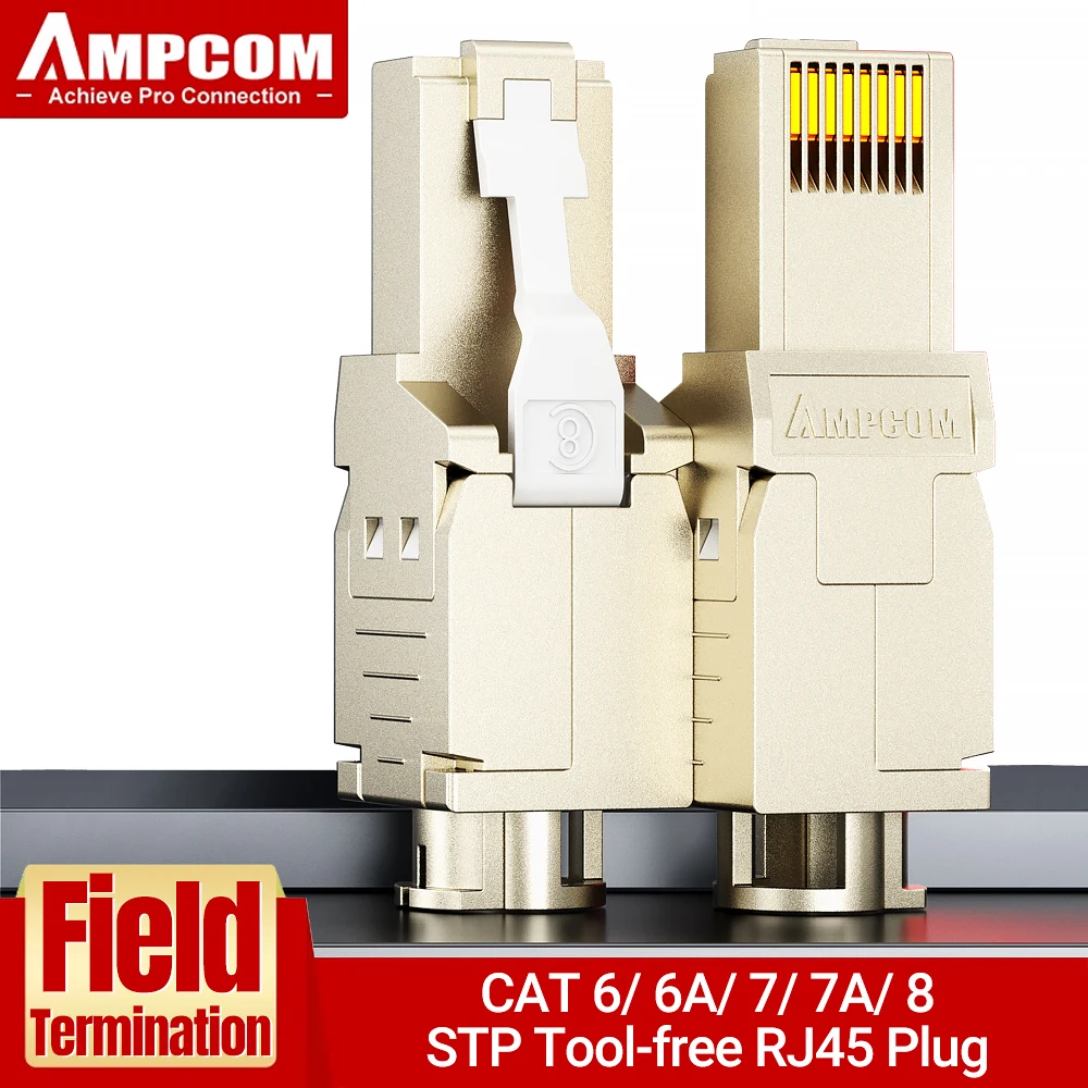 Ampcom Rj45 Connectors Modular Plug, Cat6 Cat6a Cat7 Cat8 Stp Network ...