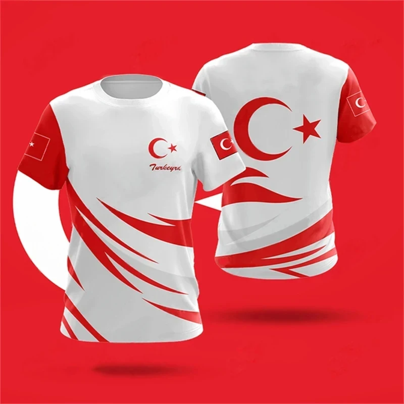 2024-new-Turkish-flag-printed-men-s-Tshirt-boys-girls-round-neck-summer ...