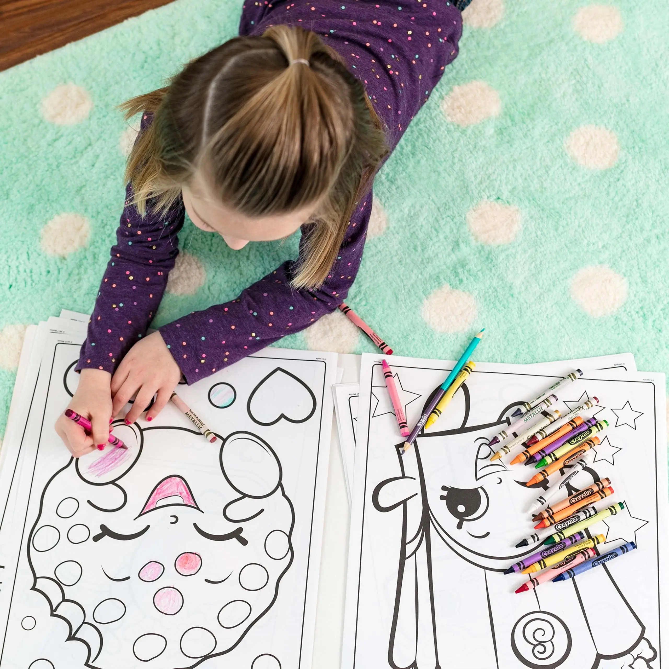 Child Coloring With Crayons