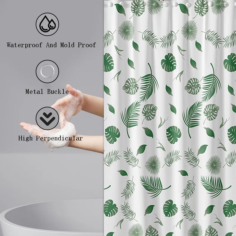 Waterproof Shower Curtain Mold Proof Thickened Peva Fabric Bathroom ...