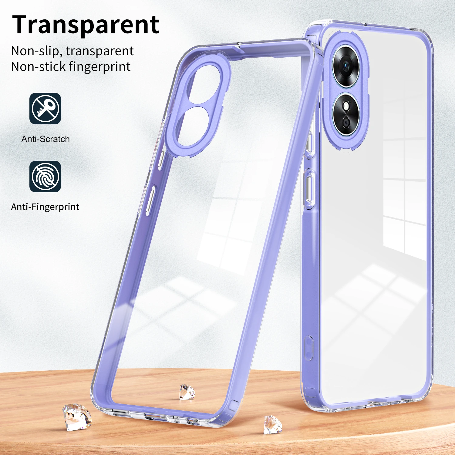 3 IN 1 Frame Clear Case for OPPO A17 4G Luxury Transparent Soft ...