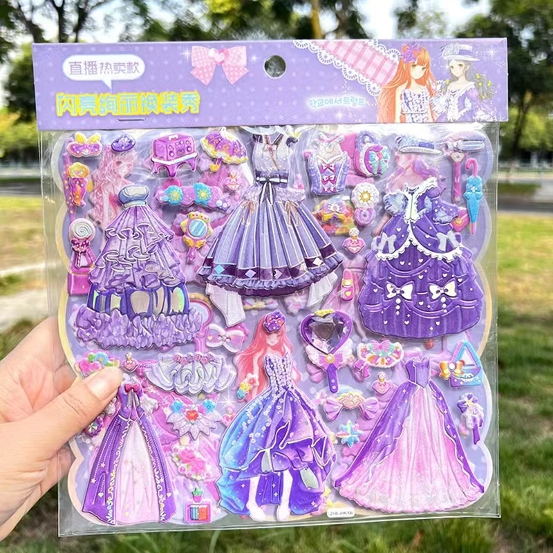 Princess Stickers Dress Up Dolls for Girls, Cartoon Girls Kawaii 3D ...