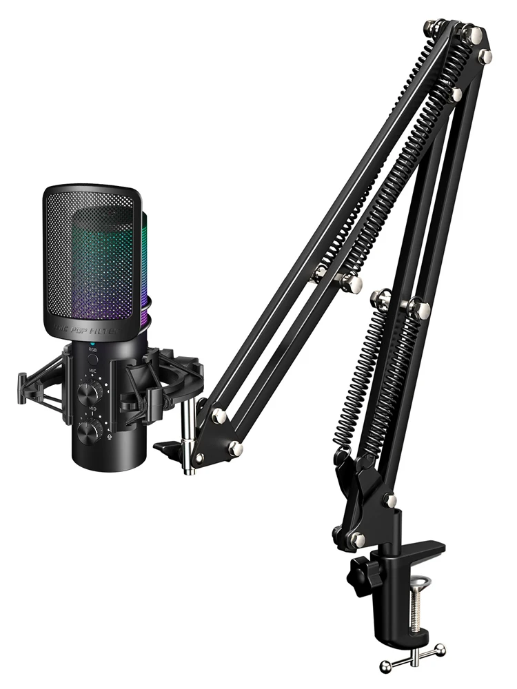 Gaming-USB-Microphone-Noise-Cancellation-Condenser-mic-RGB-Microphone ...