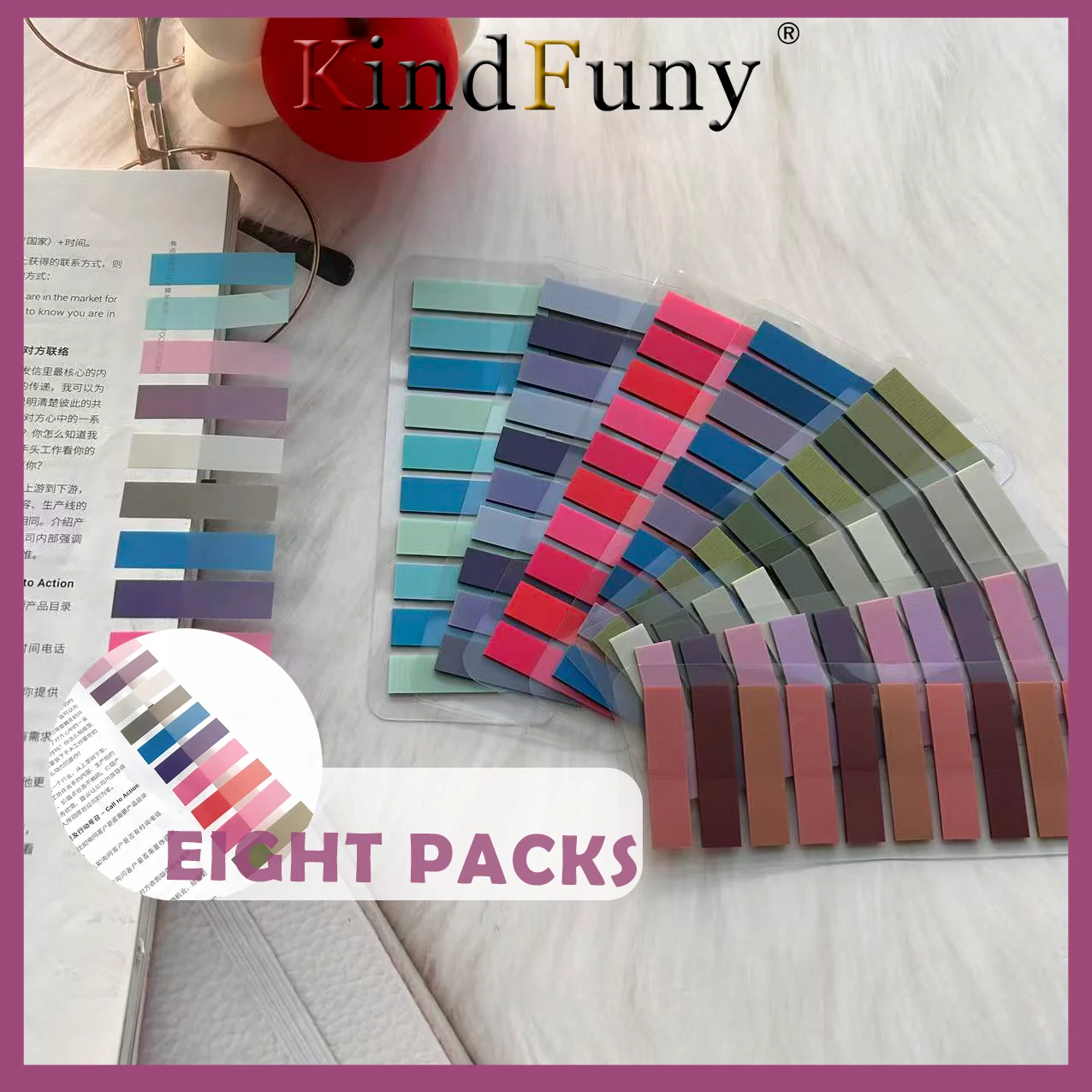 8 Packs Transparent Colorful Memo Pads Self-Adhesive Sticky Note ...