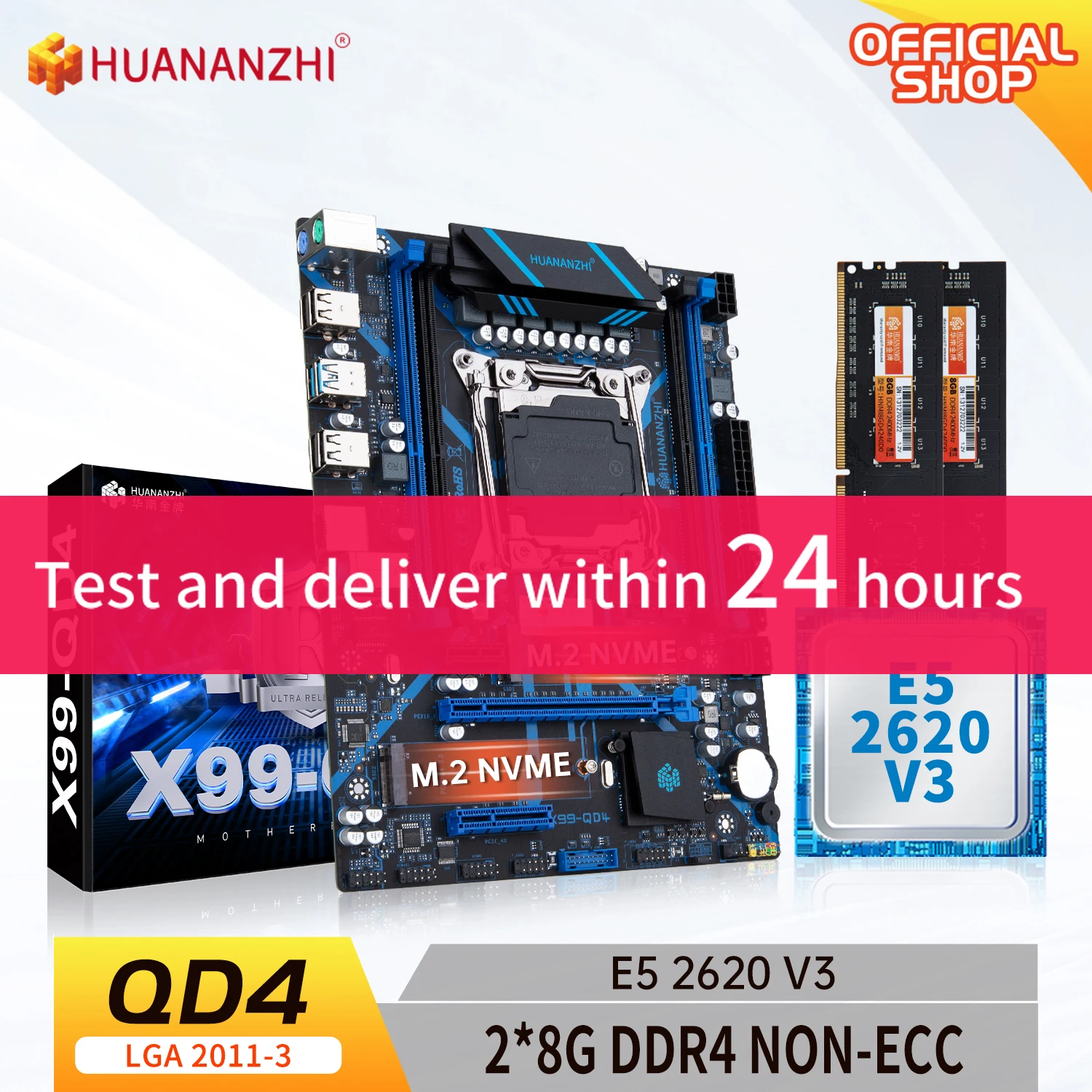 HUANANZHI placa base X99 QD4 X99, con Intel XEON E5 2620 V3, 2x8G DDR4, Kit combinado de memoria ...