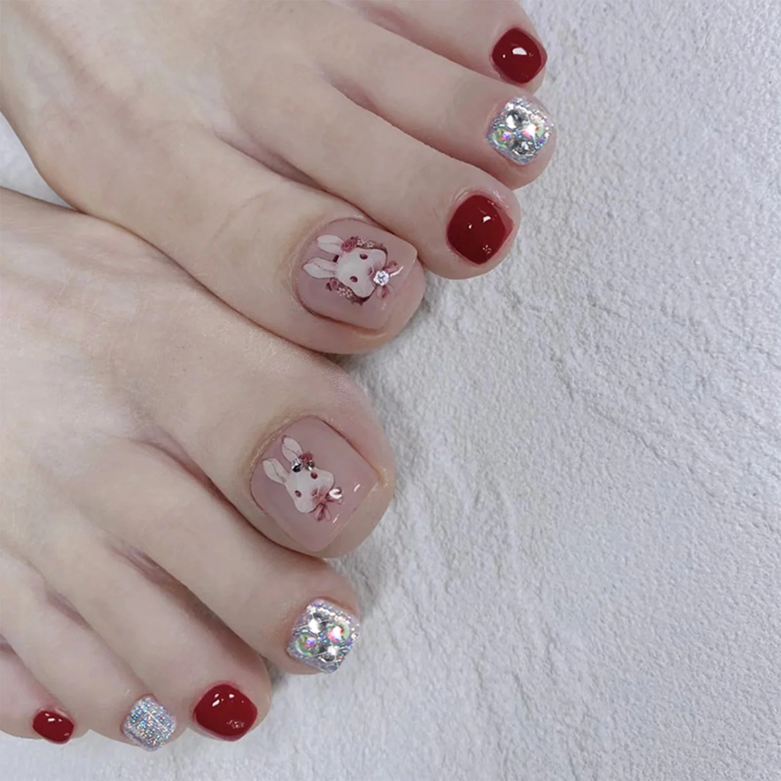 Pink And White Acrylic Toenails