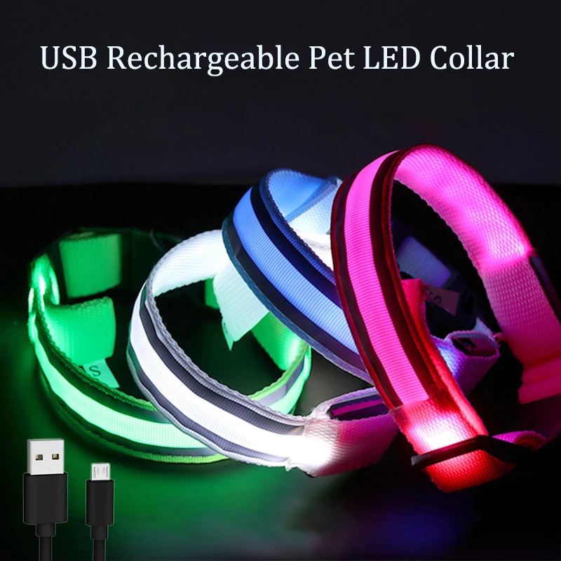 USB-Rechargeable-Dog-Collar-Light-Luminous-Flashing-Glowing-Bright ...