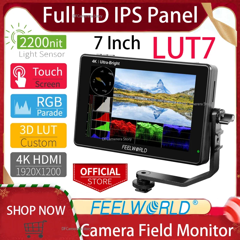 FEELWORLD LUT7 7 Inch Ultra Bright 2200nit Touch Screen Camera DSLR ...