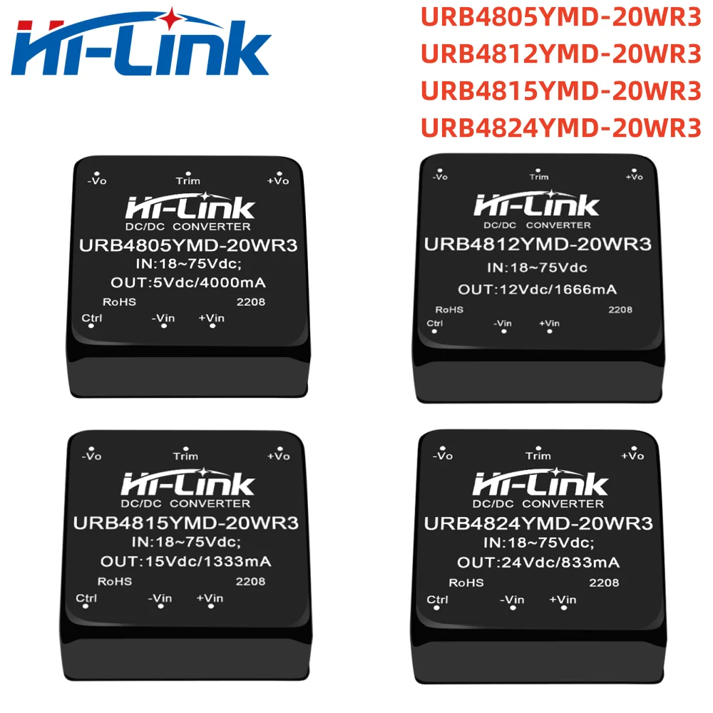 Hi-Link DC-DC 48V to 5V 12V 15V 24V Step Down Converter Mini Isolated ...
