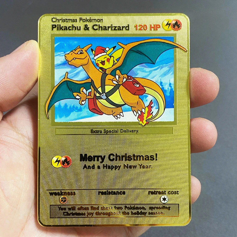 Metal Cards English Anime Pikachu Charizard Arceus Mewtwo Blastoise ...