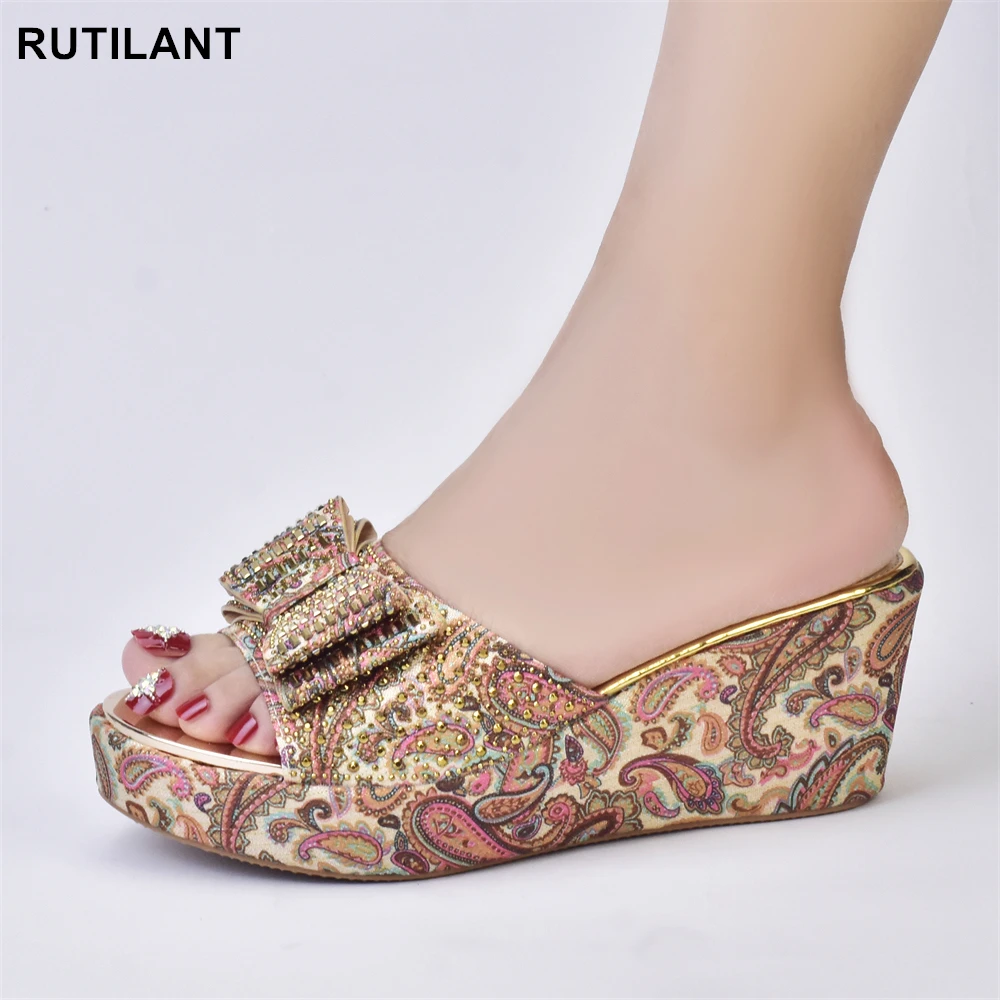 New Fashion Platform Shoes Elegant Ladies Sandals Wedge Heel 7.5 CM Bow ...