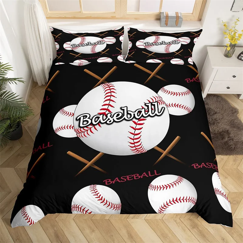 Baseball Duvet Cover Polyester Sports Theme Bedding Set King Baseball ...