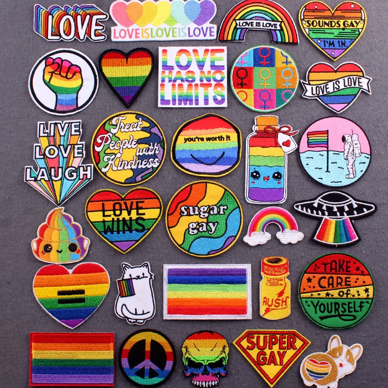 Patch Gay Bordado Orgulho para Vestuário, Emblemas Arco Íris Lgbt, Ferro em Patches em Roupas ...