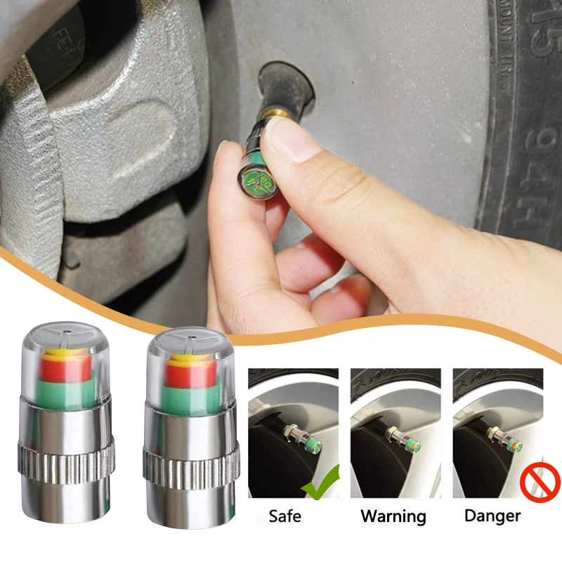 Tire-Pressure-Gauge-Indicator-Alert-Monitoring-Valve-Cap-Sensor ...