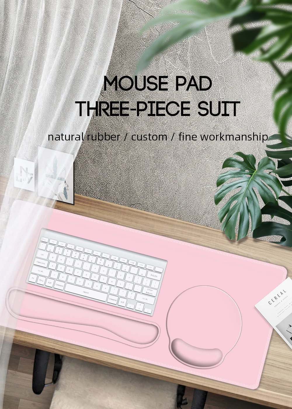 3 in 1 Full Desk Mouse Pad and Keyboard Wrist Rest Set Extended Gaming ...