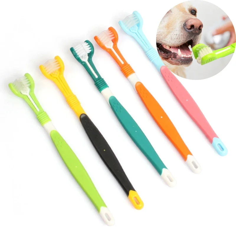 Portable-Three-Sided-Pet-Toothbrush-Multi-angle-Dog-Brush-Addition-Bad ...