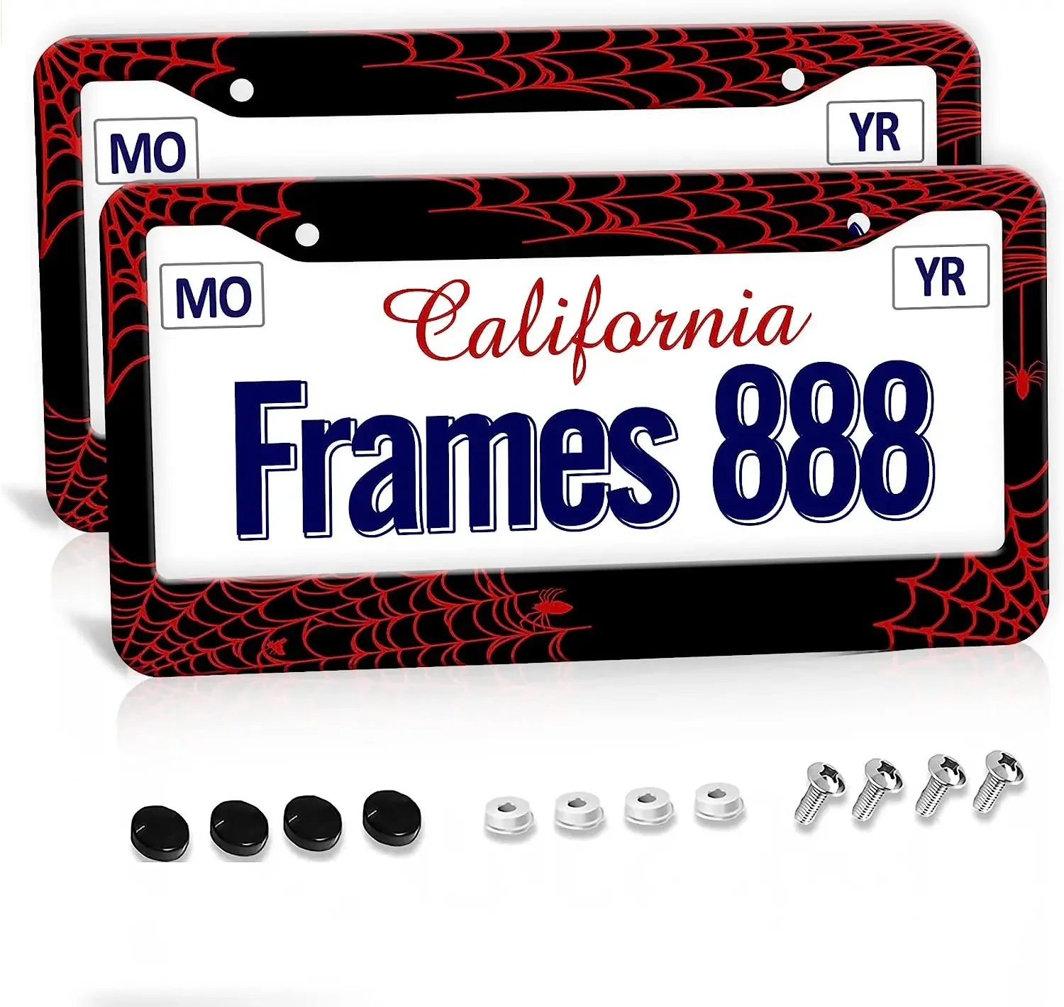 Cool Red Spider Web License Plate Frame 2 Pack Car License Plate Holder ...
