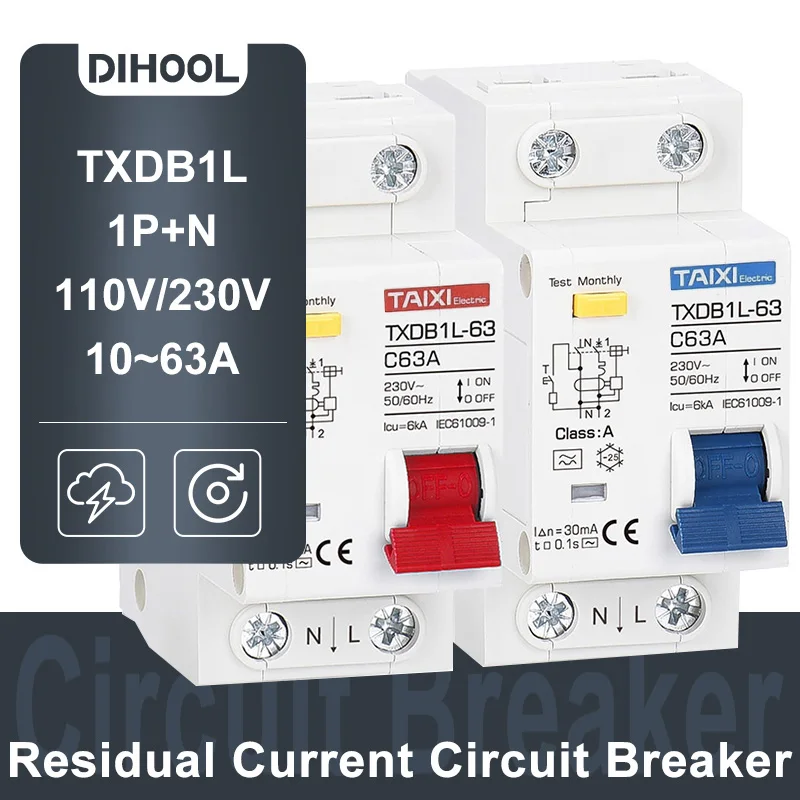 TXDB1L Residual Current Circuit Breaker RCCB RCD RCBO Type A / AC DPNL ...