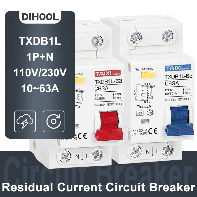 TXDB1L Residual Current Circuit Breaker RCCB RCD RCBO Type A / AC DPNL ...