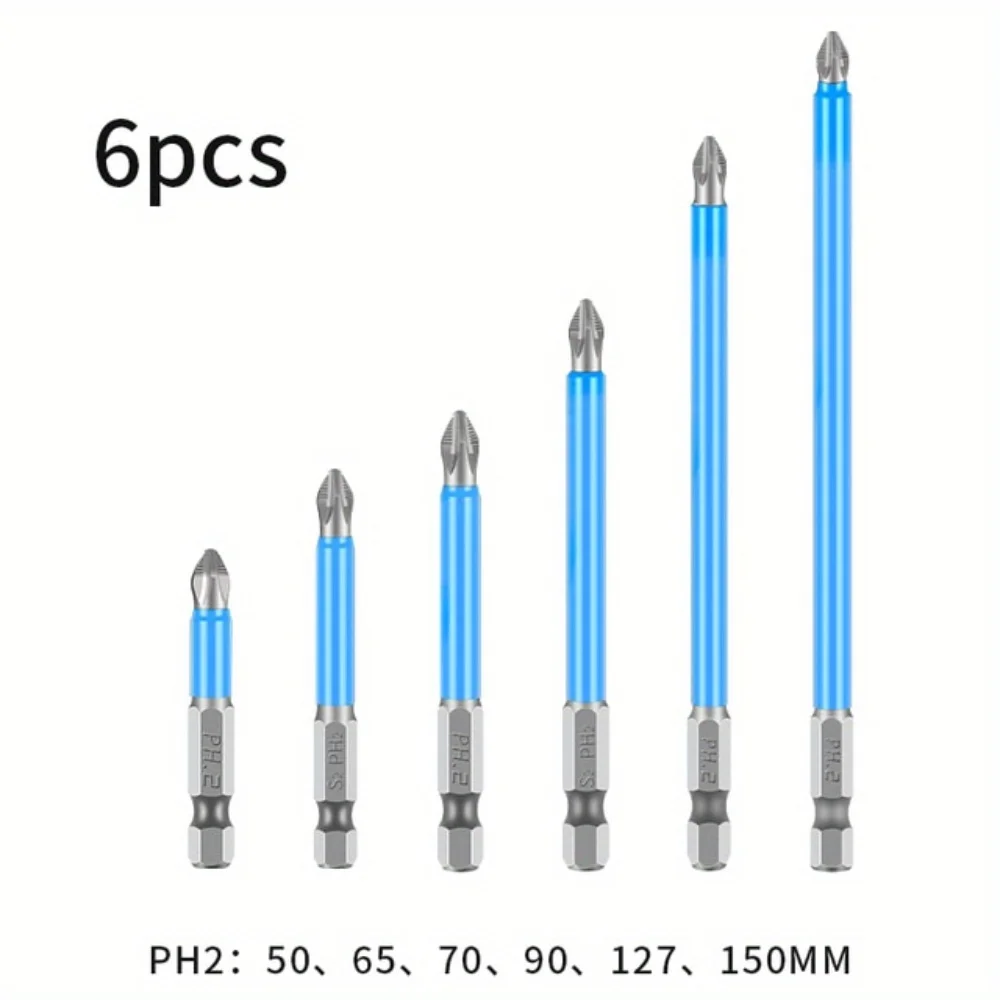 6PC-50mm150mm-PH2-Phillips-Head-Screwdriver-Drill-Bit-Hex-Shank ...
