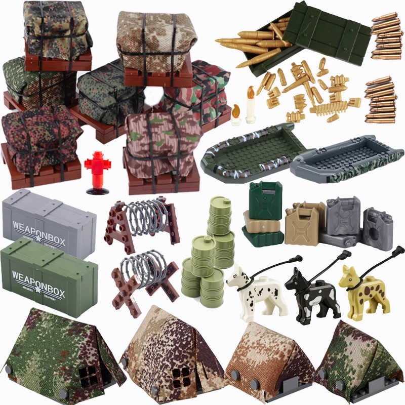 WW2-Military-Airdrop-Box-Building-Blocks-WW1-Army-Soldier-Figures-Tent ...