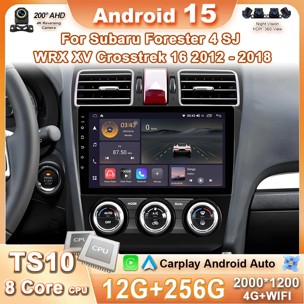 Car Android 15 For Subaru Forester 4 SJ WRX XV Crosstrek 16 2012 - 2018 ...