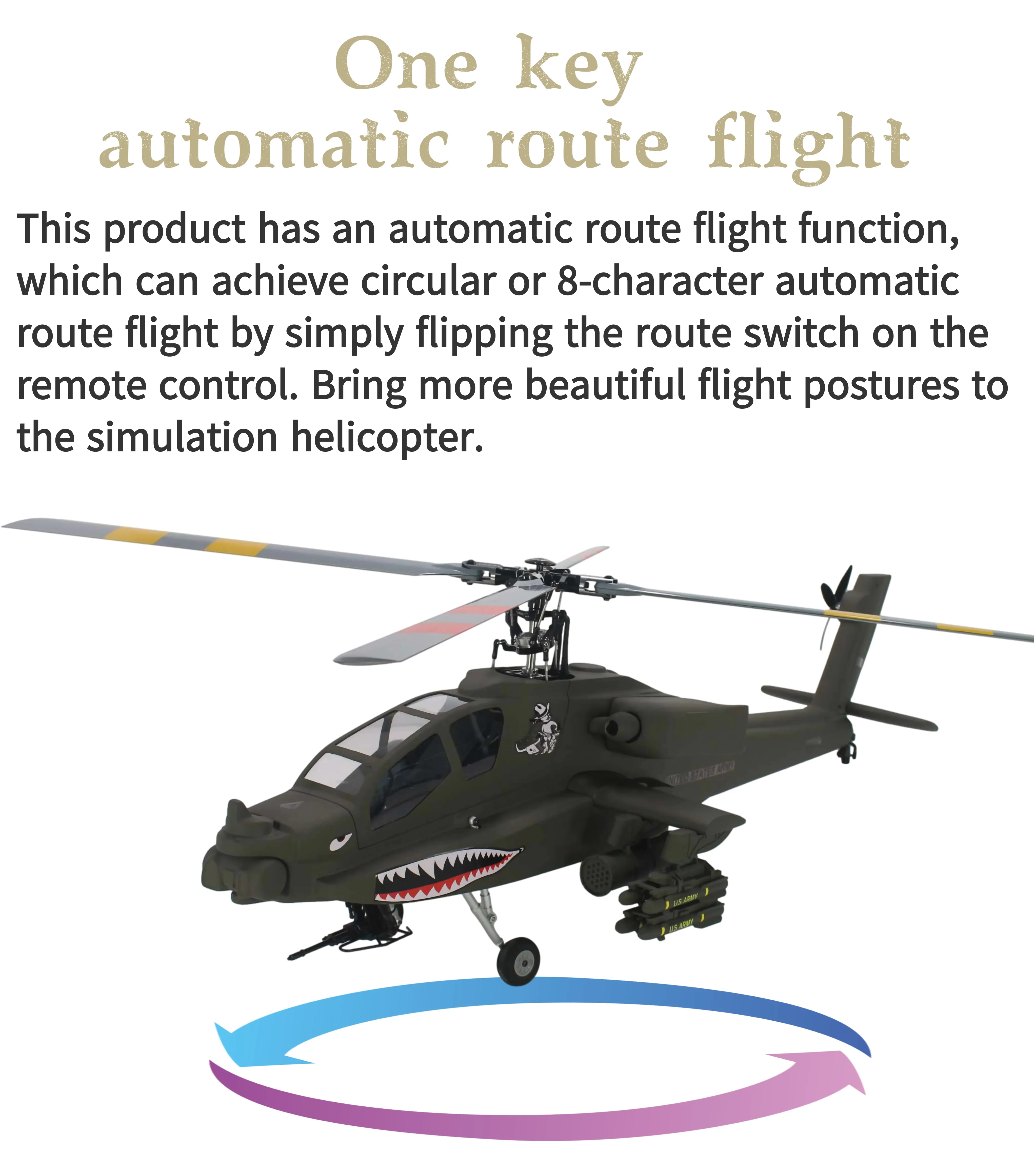 FLISHRC Roban AH-64 Apache Green 500 Size Scale Helicopter Four Rotor ...