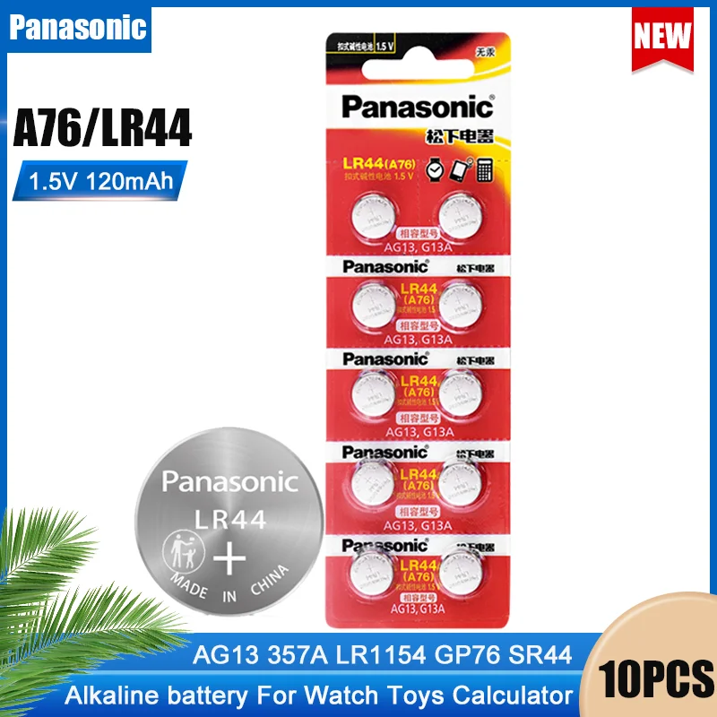 10 pces bateria alcalina lr 44 sr44 ag13 gp76 lr1154 sr4sw bateria da pilha do botão de ...
