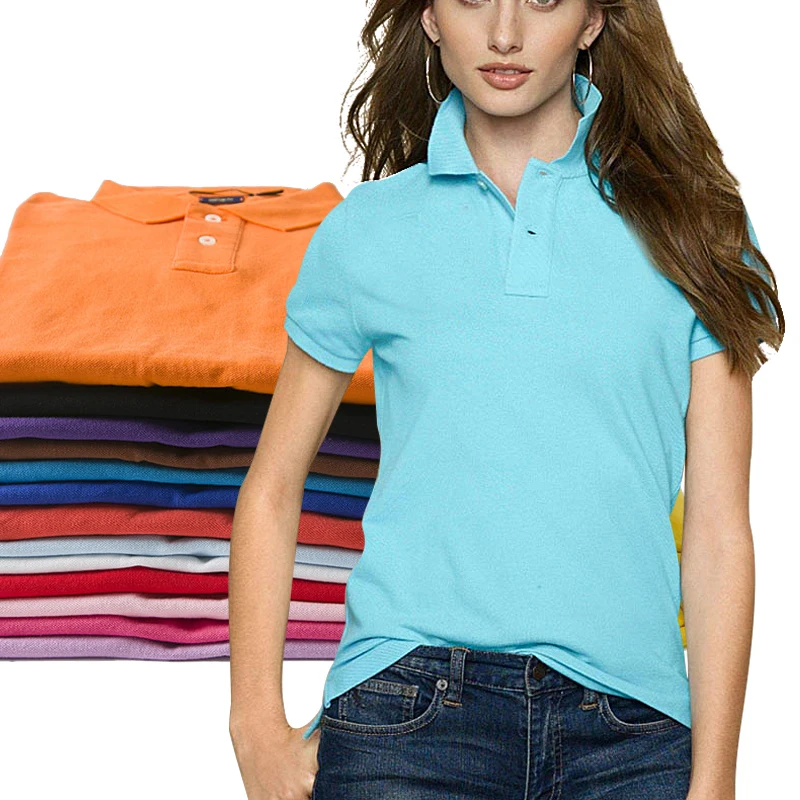 Summer-100-Cotton-Womens-Polo-Shirt-Short-Sleeve-Lapel-T-shirt ...