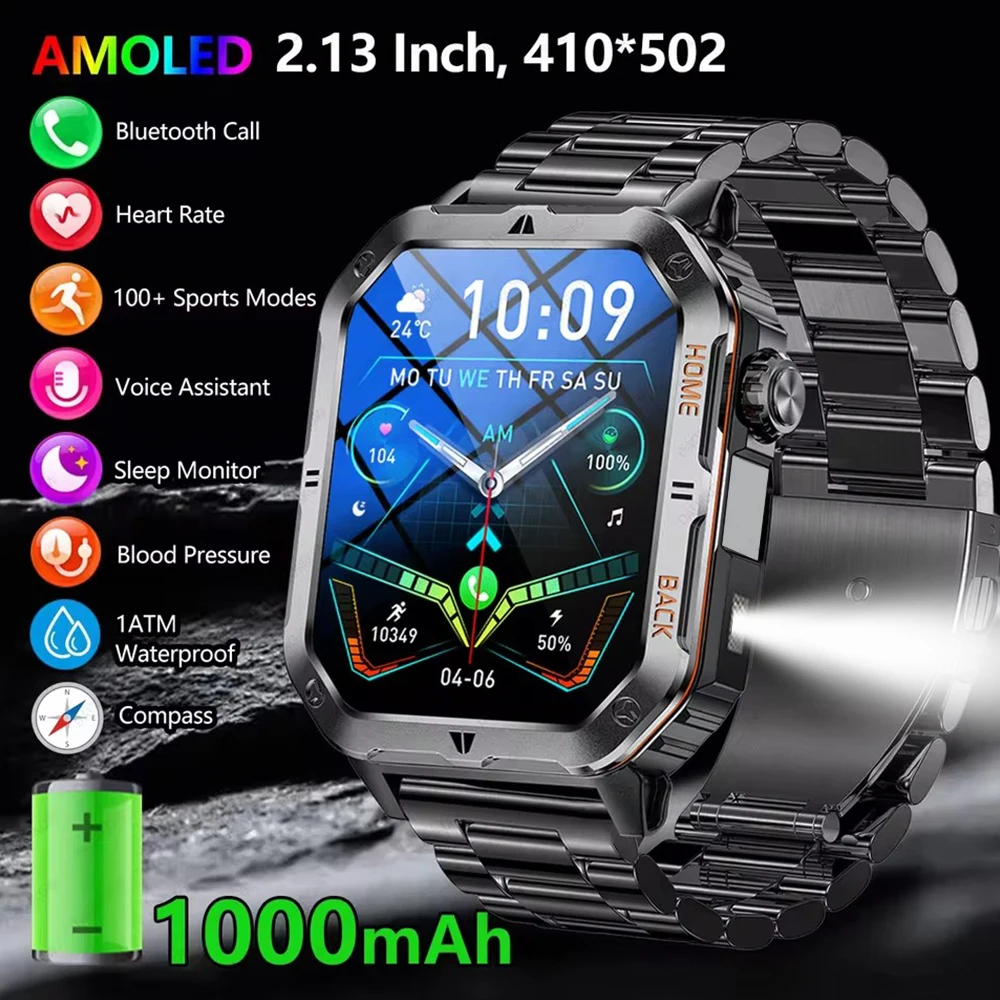 New Smart Watch Men AMOLED Screen Outdoor IP68 Waterproof Bluetooth ...