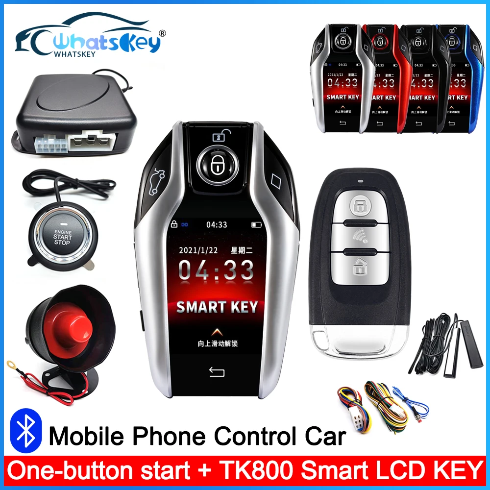 Car Alarm Push Start System With Tk800 Lcd Smart Key App Remote Control ...