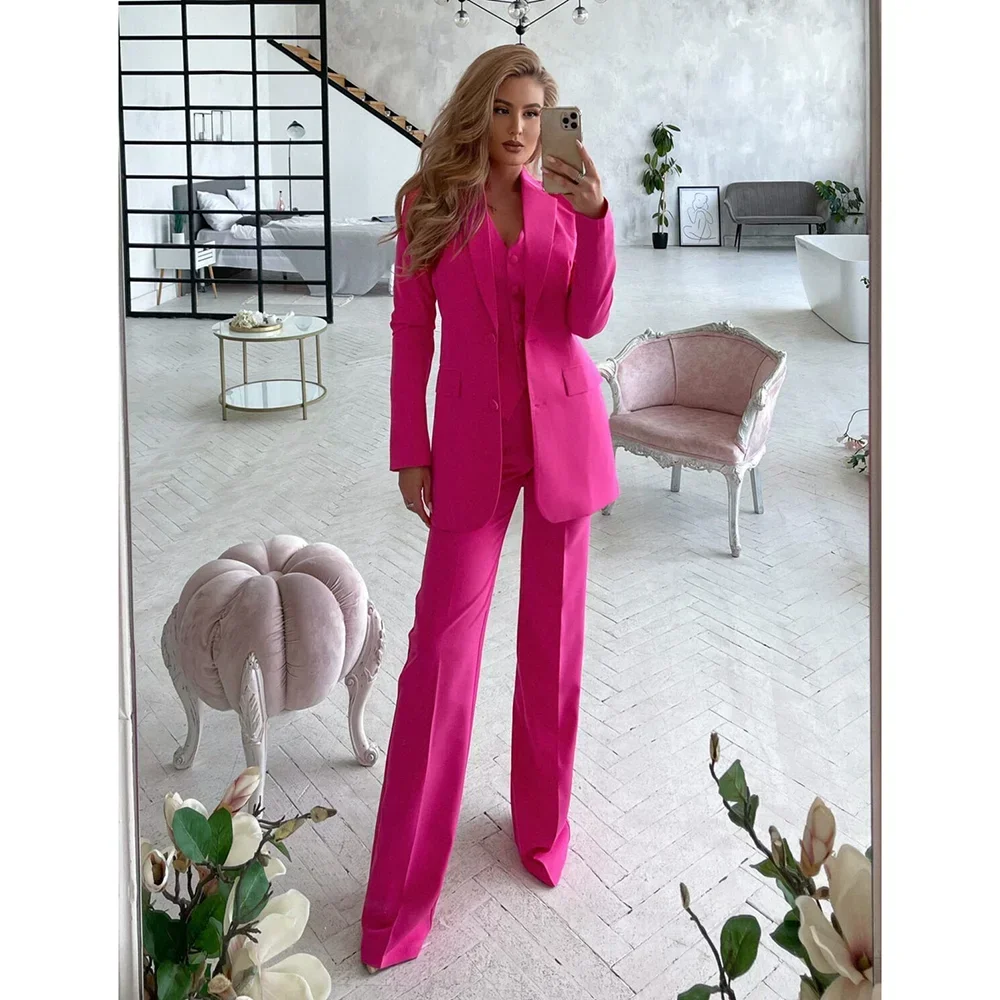 Rose-Solid-Woman-Suits-3-Piece-Fashion-Notch-Lapel-Single-Breasted ...