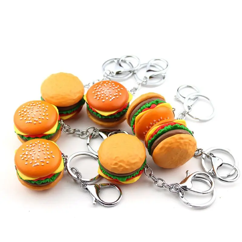 Hamburger Cheeseburger Polymer Clay Key Chain Simulation Food Pendant ...