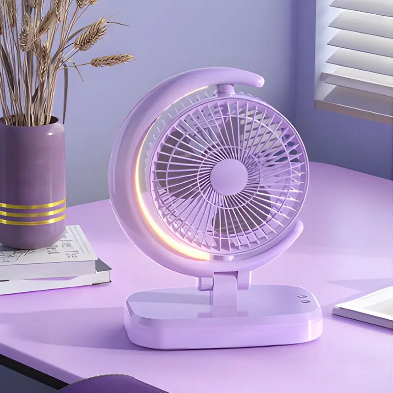 New-Electric-Mini-Fan-USB-Charging-Silent-Desktop-LED-Light-Fan-Strong ...
