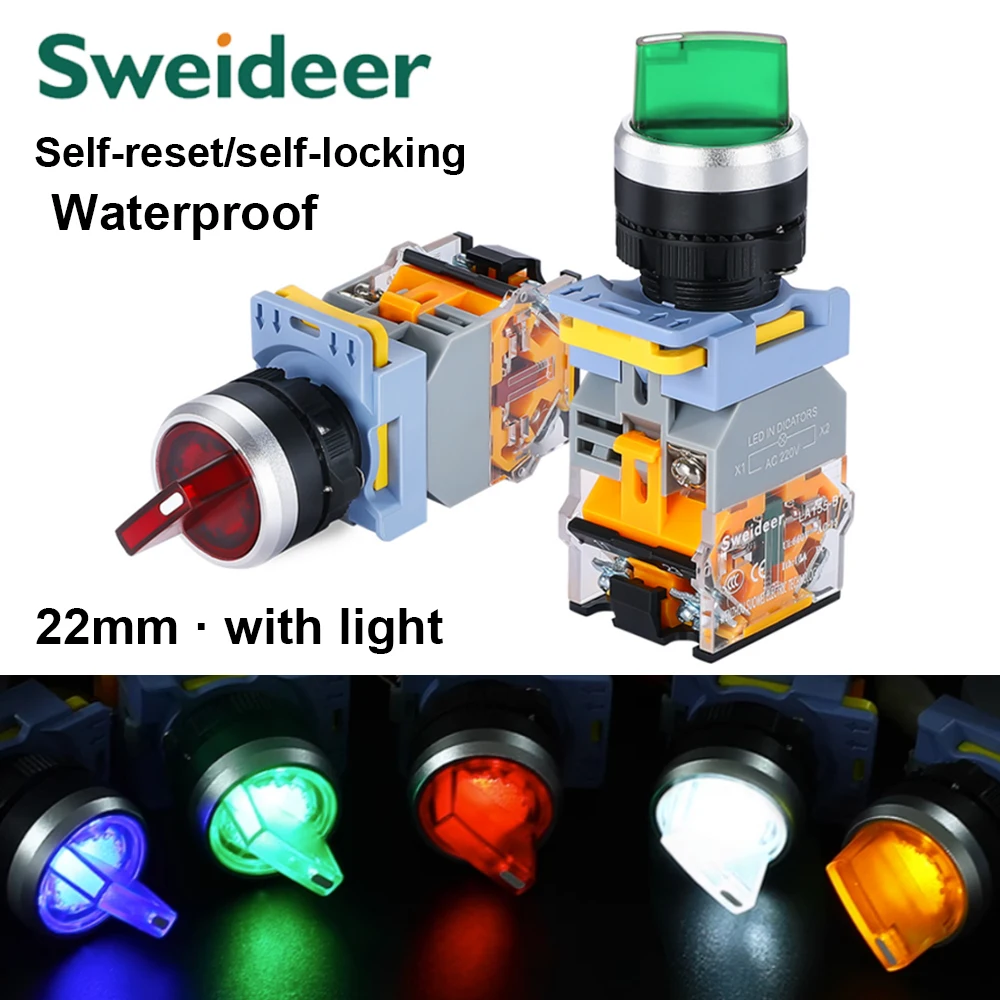 Selector Knob Rotary Switch With Led Latching Momentary 22mm 2no 1no1nc ...