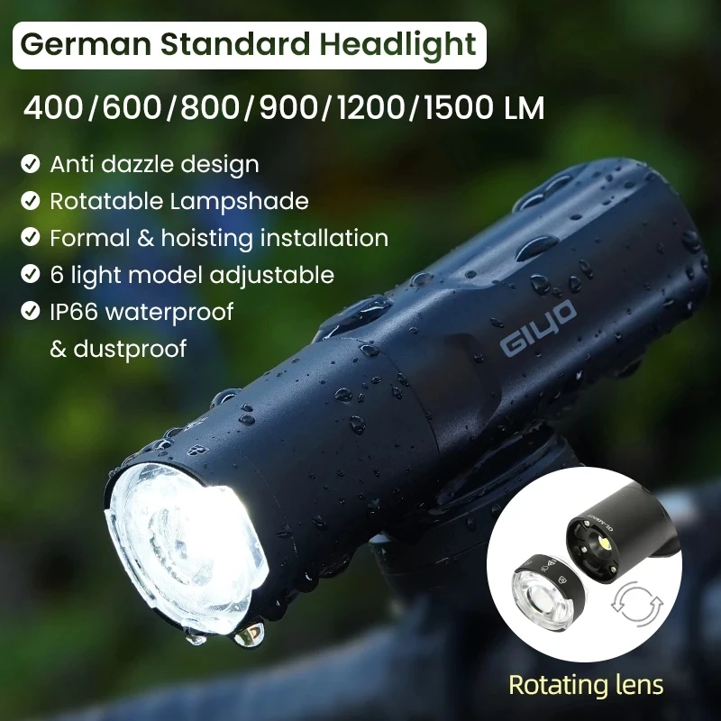 Giyo 400 1500LM Bicycle Front Lighting German Standard Headlamp ...