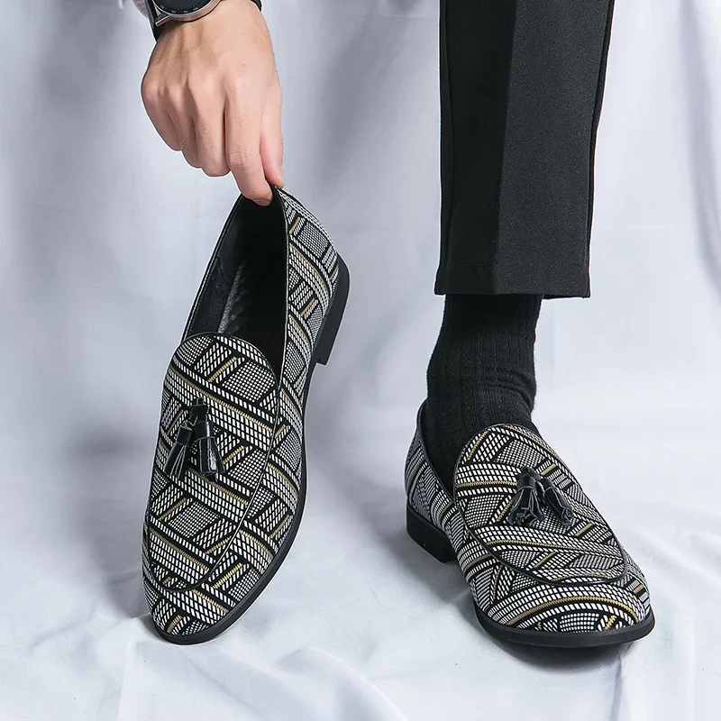New-Loafers-for-Men-Tassels-Slip-On-Round-Toe-Men-s-Formal-Shoes ...