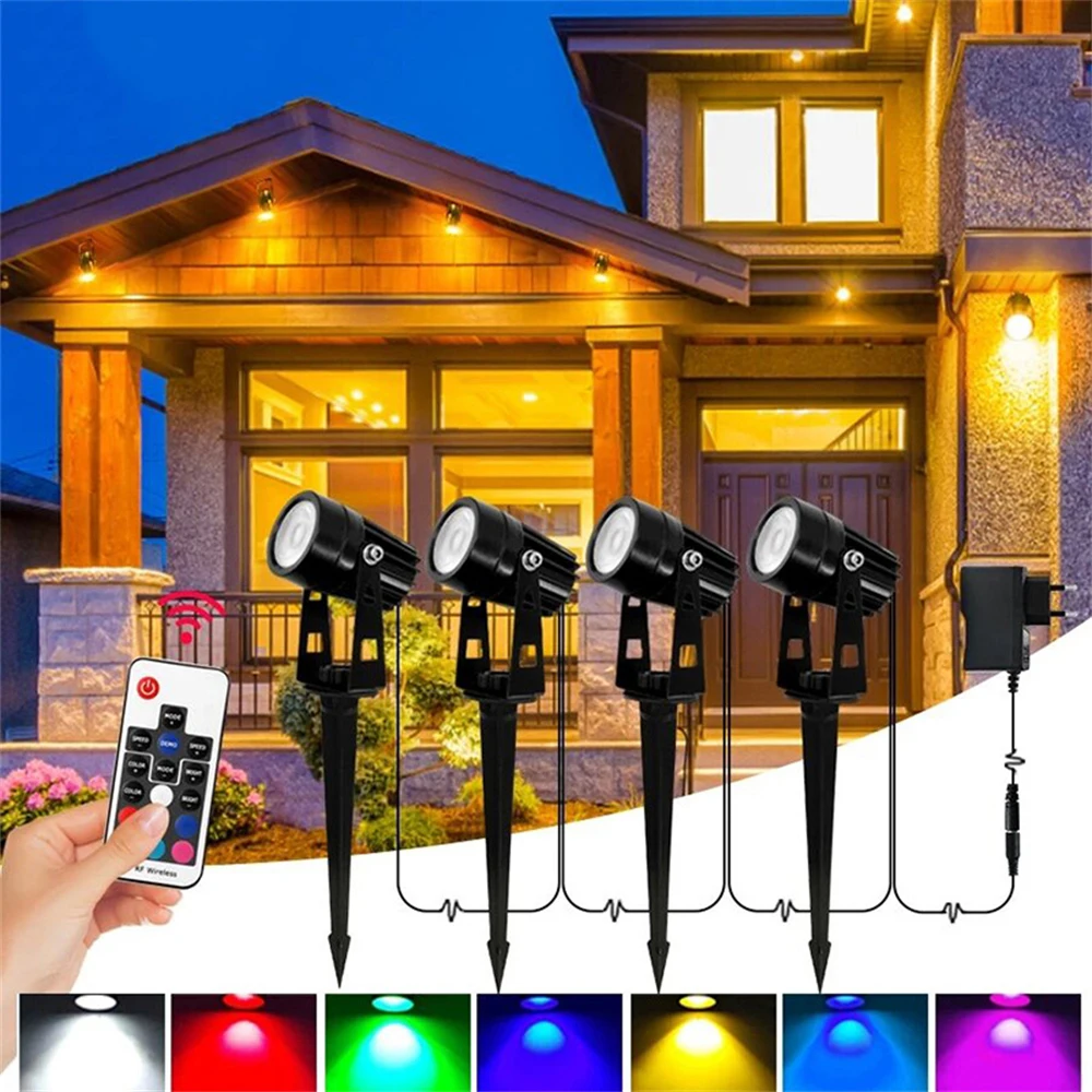 RGB LED Landscape Lights DC12V Outdoor Patio Lawn Spotlights for ...
