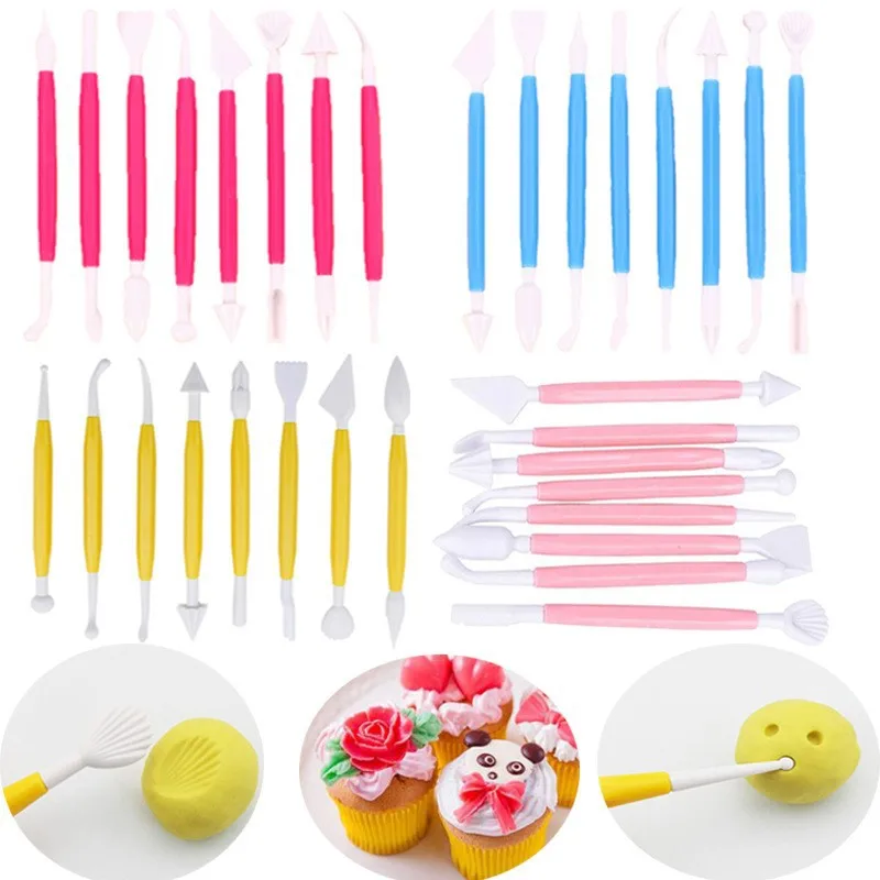 Cake-Decorating-8Pcs-Fondant-Modelling-Tools-16-Patterns-Carving-Flower ...