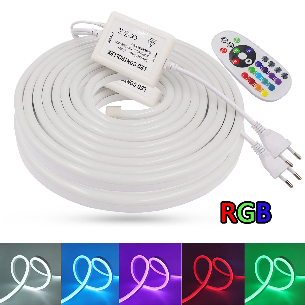 Flex-vel-LED-Light-Strip-com-controle-remoto-corda-de-n-on-imperme-vel ...