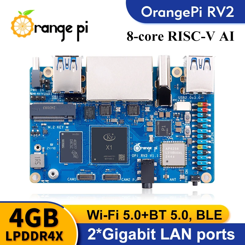 Orange Pi RV2 4GB di RAM RISC-V AI Computer a scheda singola 2 TOPS NPU ...