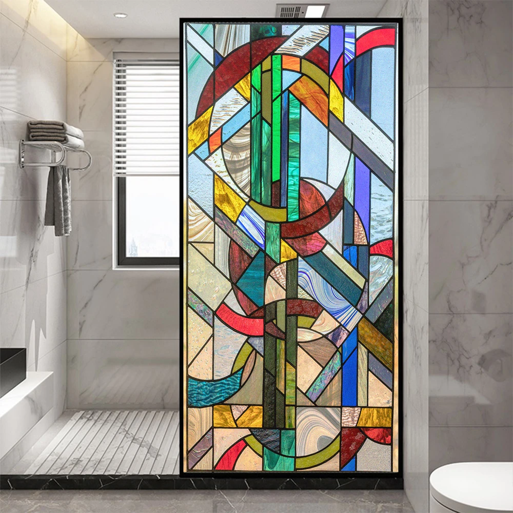 Pivacy Window Film Decoration Art Color Geometry Glass Stickers Sun ...