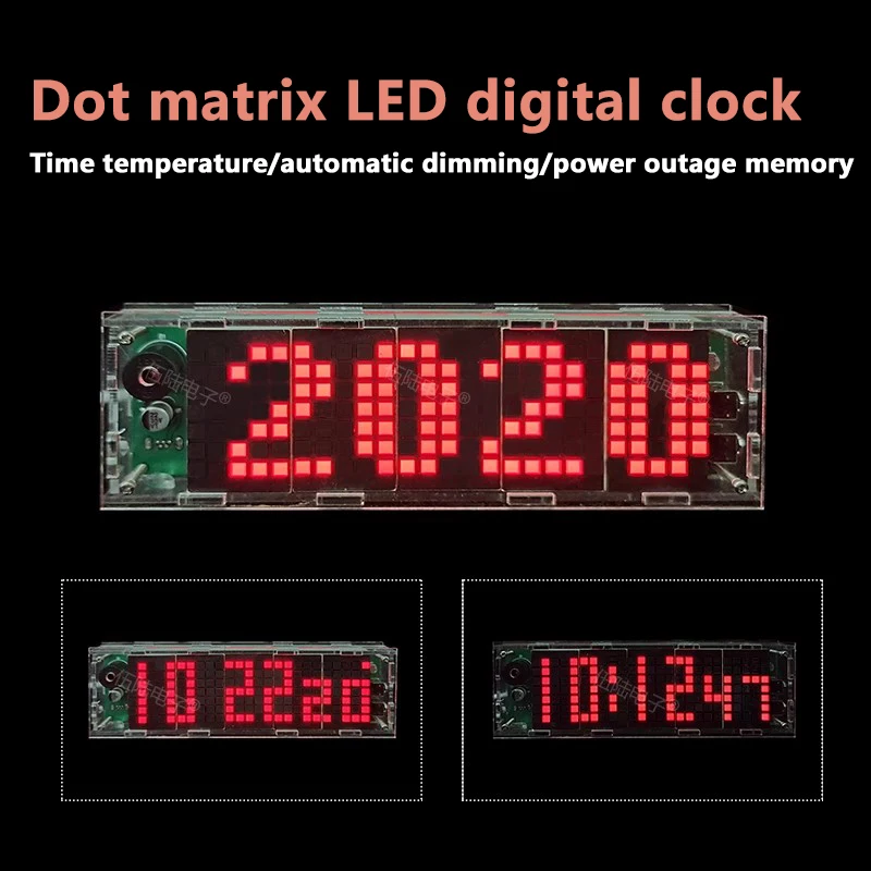 57-Dot-Matrix-Clock-DIY-Electronic-Kit-LED-Clock-Single-Chip-Digital ...