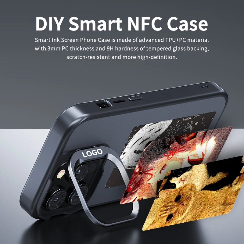 NFC Ink Screen Phone Case with Stand and Customizable Image Display for ...